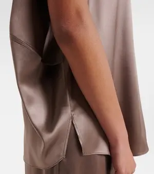 Brunello Cucinelli Silk-blend Button-down Shirt - Brown