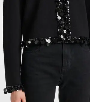 Tory Burch Kendra Sequined Wool & Cashmere Cardigan