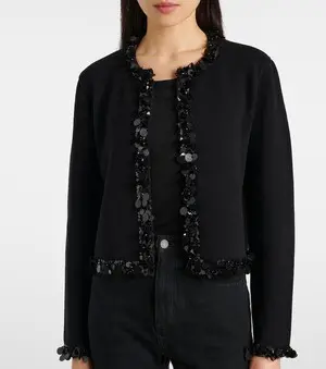 Tory Burch Kendra Sequined Wool & Cashmere Cardigan