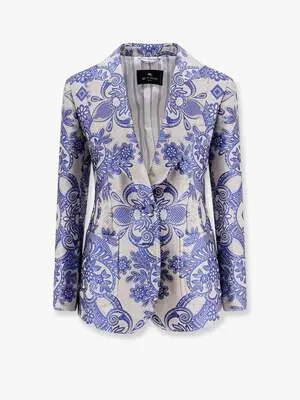 Etro Jacquard Silk-blend Blazer With Embroidery