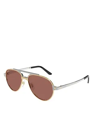CARTIER Santos Evolution Pilot Sunglasses - Gold/brown Polarized Solid