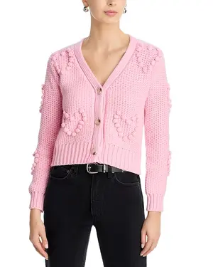 Aqua Heart Pom Cardigan Exclusive - Pink Lotus