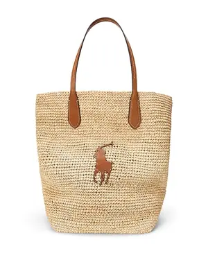 Polo Ralph Lauren Big Pony Large Raffia Tote - Natural/cuoio