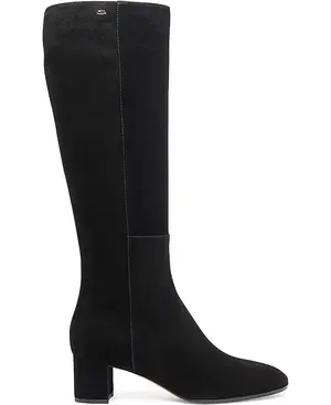 Santoni Filed Suede Mid-heel Boot - Black