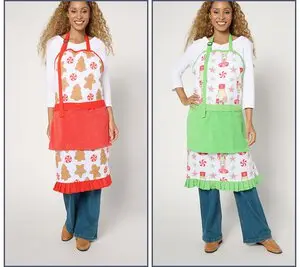 TEMP-TATIONS As Is Seasonal Set Of Aprons - One-color