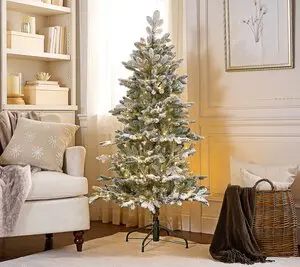 VALERIE PARR HILL As Is 5' Twinkling Snow Kissed Spruce Tree - One-color