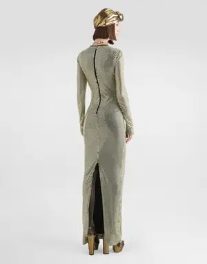 Dolce & Gabbana Long Crystal Mesh Dress - Gold