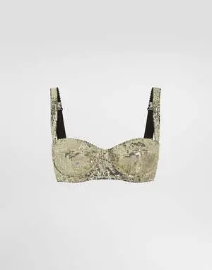Dolce & Gabbana Balconette Bra With Micro-sequin Embellishment Gold