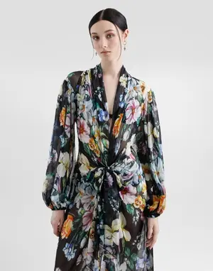 Dolce & Gabbana Long Floral- Chiffon Dress