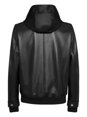 Philipp Plein Leather Hooded Bomber Jacket
