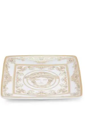 Versace Medusa Gala Square Porcelain Plate - White