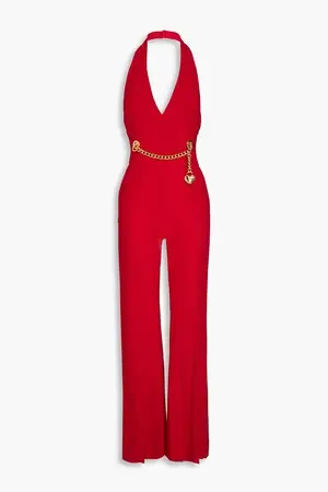 Moschino Chain-embellished Crepe Jumpsuit - Red