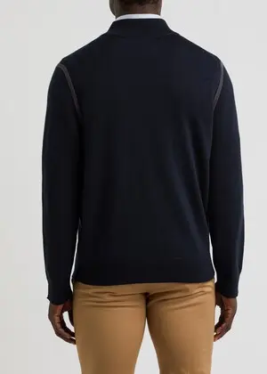 Paul Smith Wool Half-zip Jumper - Navy