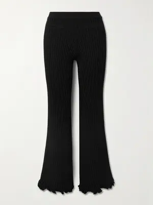 Rabanne Ruffled Ribbed-knit Flared Pants