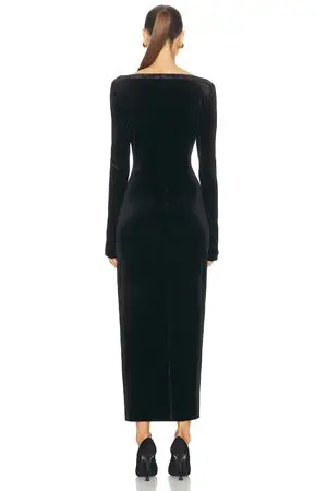Norma Kamali Long Sleeve Scoop Neck Gown