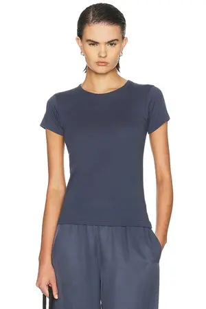 Eterne Fitted Crewneck Short Sleeve T-shirt - Washed Navy