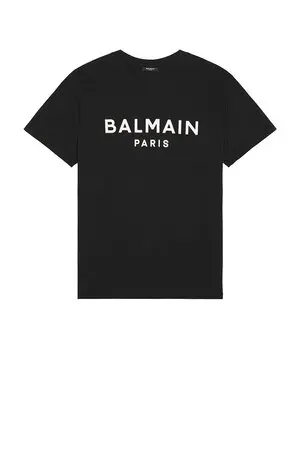 Balmain Print T-shirt In Black - Black & White