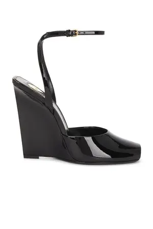 Saint Laurent Orhand Peep Toe Wedge - Nero
