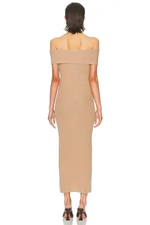 Roland Mouret Cashmere Off-shoulder Midi Dress