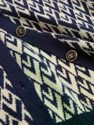 Valentino Garavani Toute La V Jacquard Cardigan - Blue