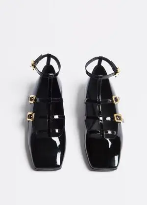 ME+EM Caged T-bar Ballerina Flat - Black