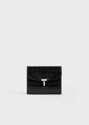 TOTEME T-lock Croco-embossed Cardholder - Black