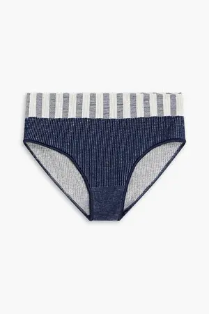 BASERANGE Bell Ribbed Cottonblend Midrise Briefs - Navy