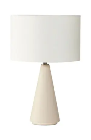 BRIGHTECH Nathaniel 20" Cement Led Table Lamp With Cream Cotton Drum Shade - Beige/cream