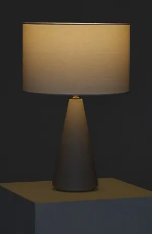 BRIGHTECH Nathaniel 20" Cement Led Table Lamp With Cream Cotton Drum Shade