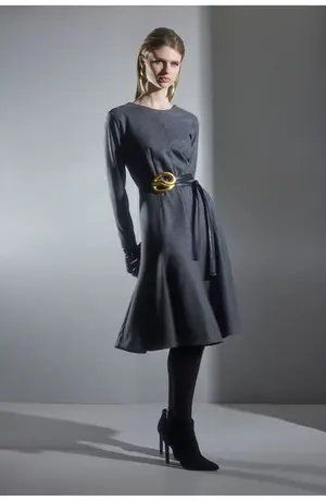 Natori Double Jersey Fluted Hem Midi Dress