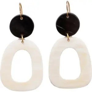 MAADILI COLLECTIVE Open Oblong Dangle Earrings - Black & White