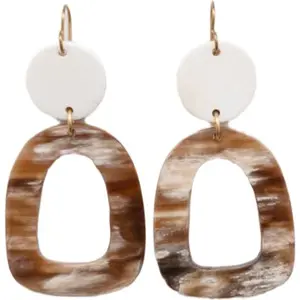 MAADILI COLLECTIVE Maadili Collective Open Oblong Dangle Earrings White & Brown