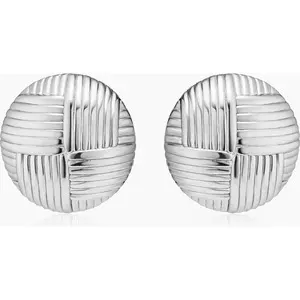 ORADINA Sterling Woven Button Earrings - Silver