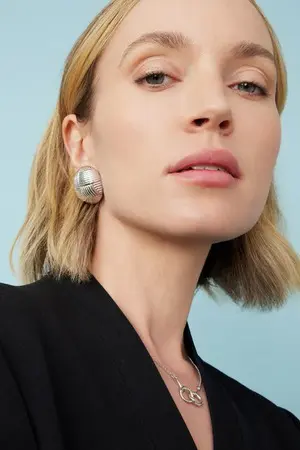 ORADINA Sterling Woven Button Earrings