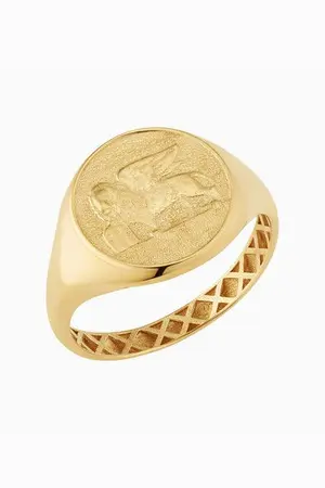 ORADINA 14k Gold Flying Lion Signet Ring - Yellow Gold