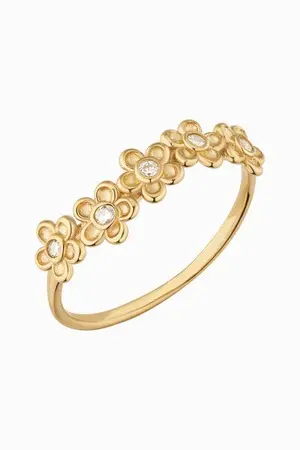 ORADINA 14k Blossom Cubic Zirconia Ring - Yellow Gold