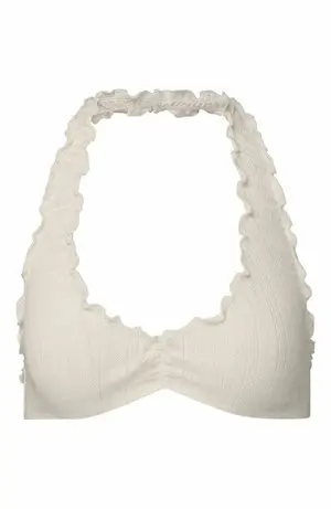 WeWoreWhat Ruffle Halter Bra - Ivory