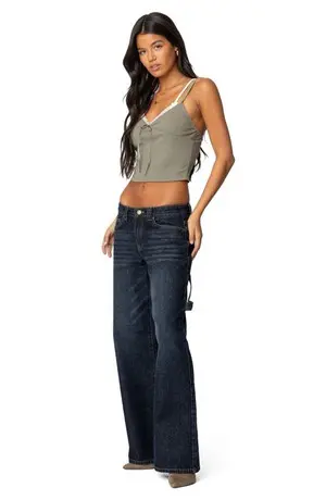 EDIKTED Lace Trim Camisole - Olive