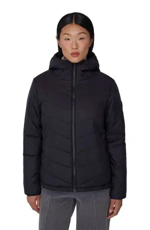 QUARTZ CO. Camila Lightweight Hooded Insulated Jacket - Black