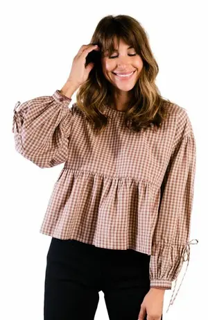 ABLE Skylar Swing Top - Nutmeg/almond Gingham