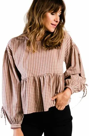 ABLE Skylar Swing Top - Nutmeg/almond Gingham