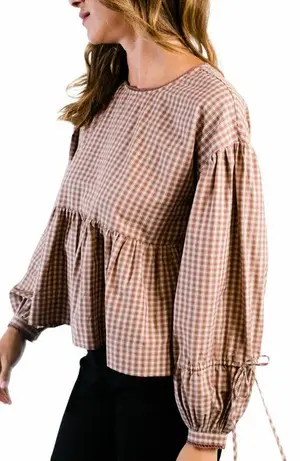 ABLE Skylar Swing Top - Nutmeg/almond Gingham