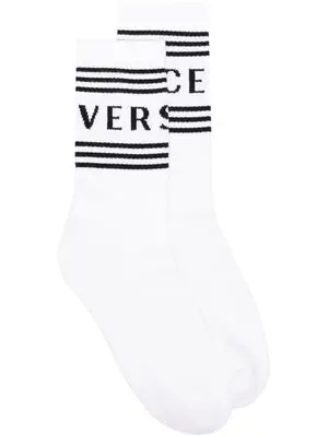 Versace 90s Vintage Logo Socks - White