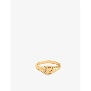 ASTRID & MIYU Cosmic Signet Ring - 18ctgoldplatedsilver