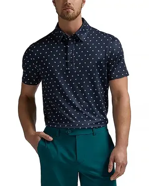 G/fore Geometric Floral Tech Jersey Polo Shirt