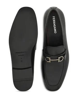 FERRAGAMO Balty Gancini Leather Loafers - Black
