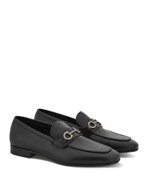 FERRAGAMO Balty Gancini Leather Loafers - Black