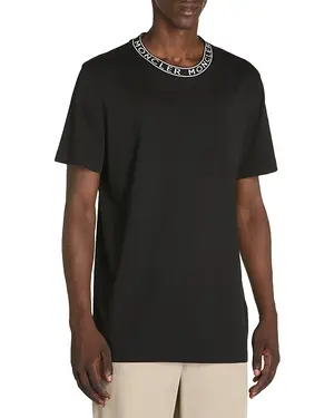 Moncler Mock Collar Logo Short Sleeve Tee - Black