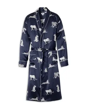 PETITE PLUME Mulberry Silk Panthere De Nuit Robe Navy