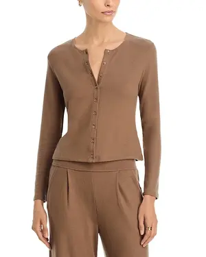 LESET Lauren Crewneck Cardigan Sweater - Walnut